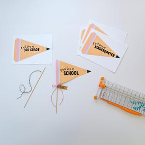 First Day of School Pencil Pennant Flags: Printable Preschool to 12th ...