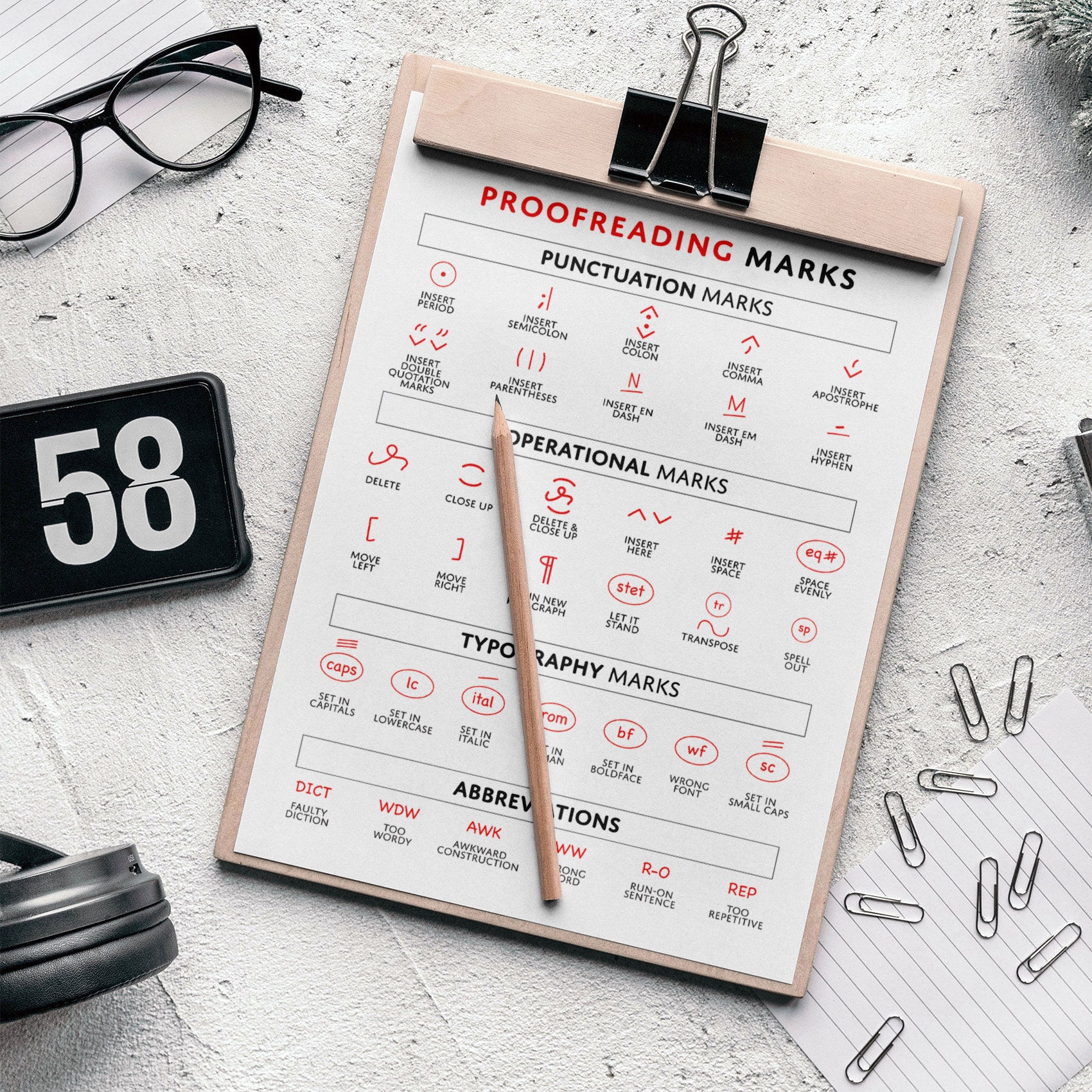 Proofreading Marks Chart: Editing Symbols Guide (digital Download) - Etsy