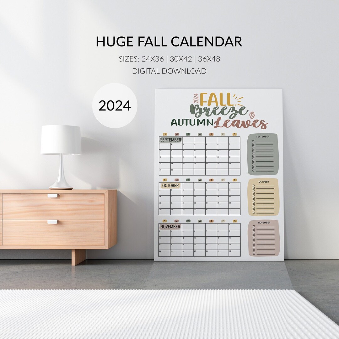 Large 2024 Fall Wall Calendar, Big Fall Planner Poster, Months of Sept ...