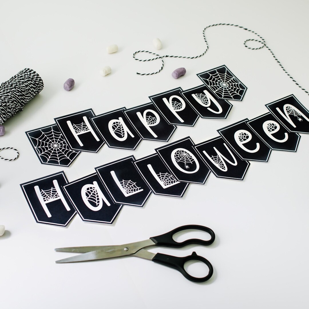 Spider Web 'happy Halloween' Banner, Spooky Party Decor (PDF) - Etsy