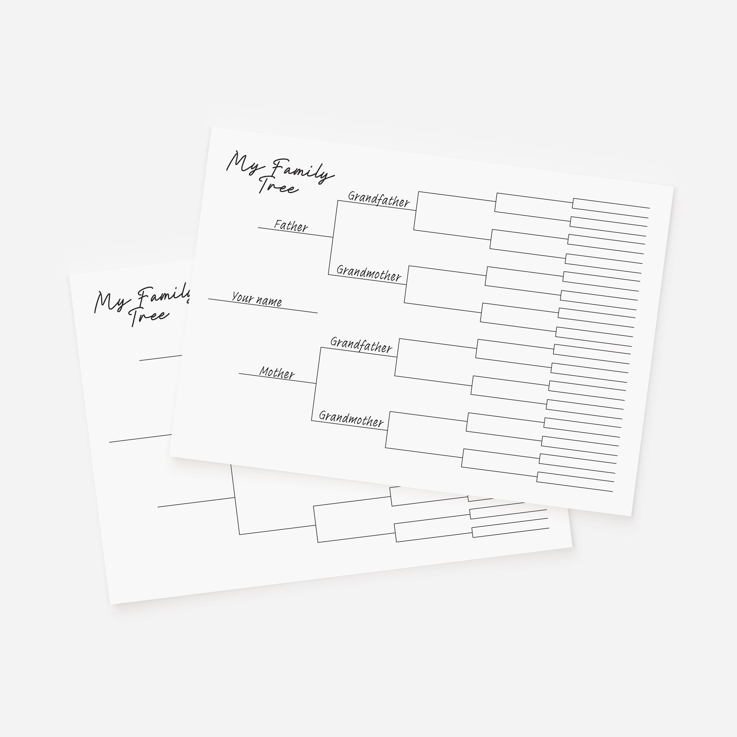 Blank Genealogy Chart Horizontal Family History Template - Etsy