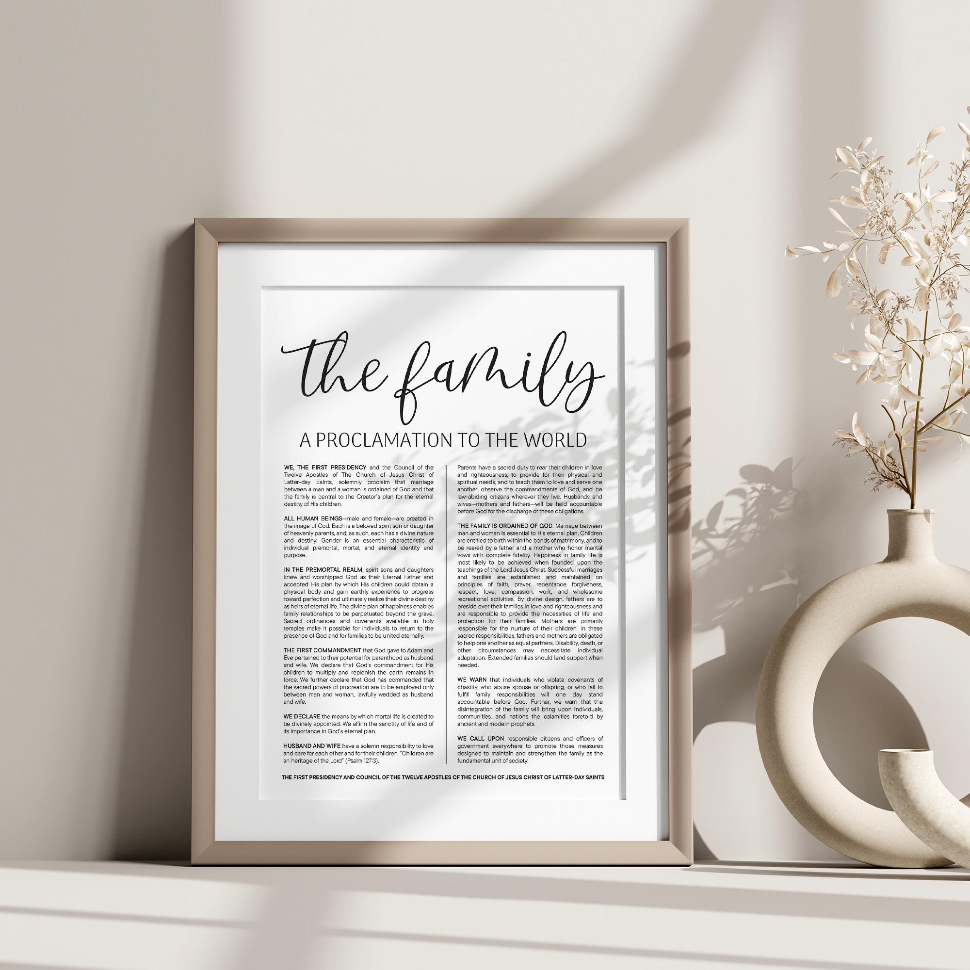 The Family Proclamation Printable: Black and White LDS Wall Art, Latter ...