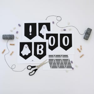 Halloween Boo Banner Printable, Cute Spooky Halloween Decoration, Black ...