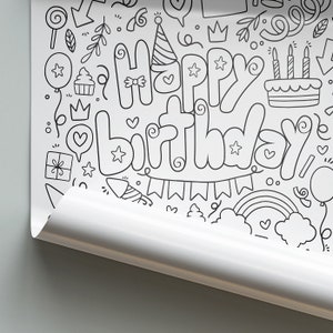 Huge Birthday Coloring Poster, Big Happy Birthday Coloring Sheet, Kids ...