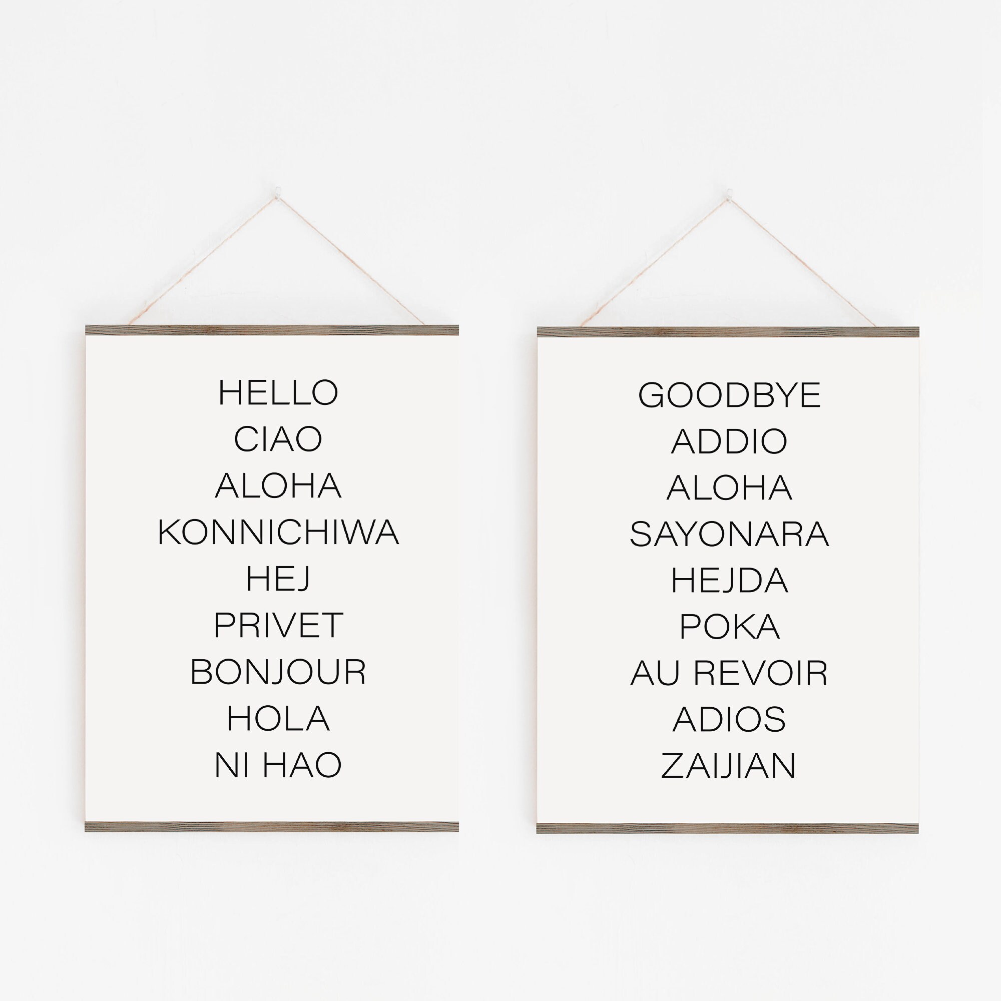 Set of 2 Hello and Goodbye in Different Languages Hello | Etsy