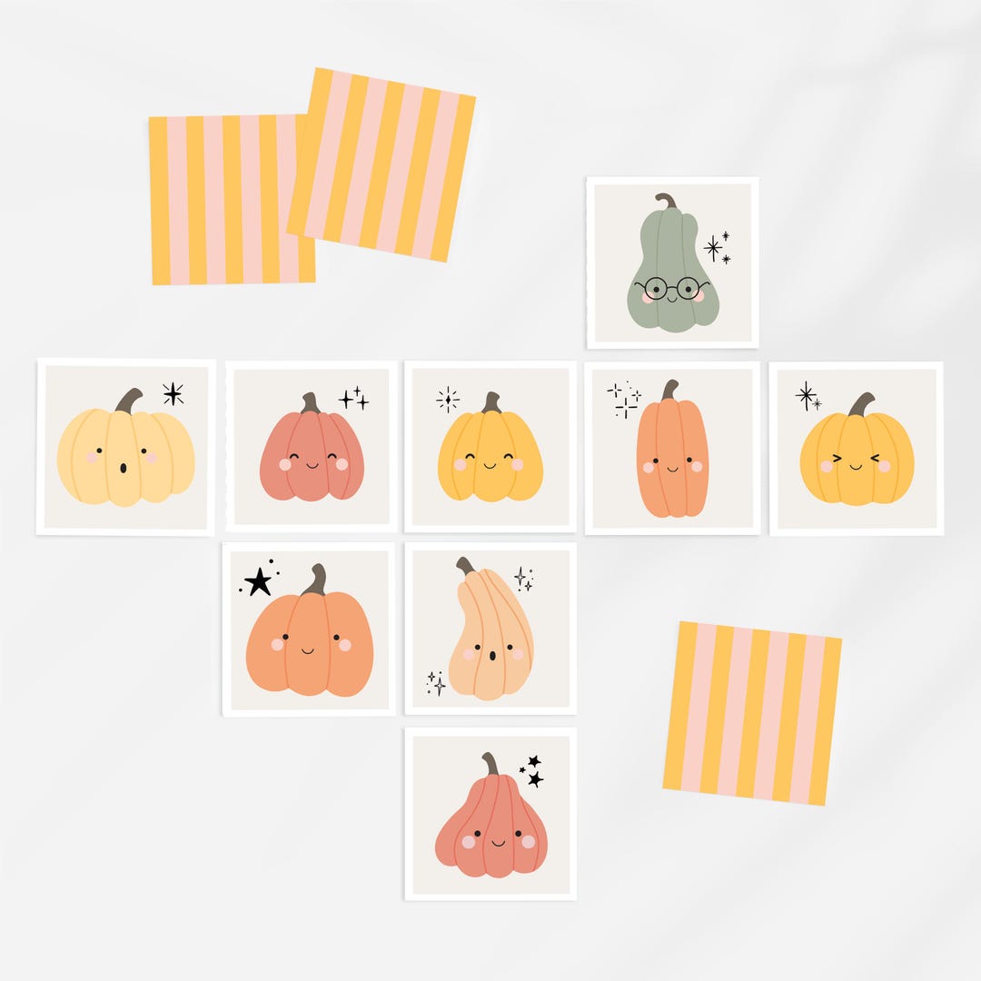 Pumpkin Memory Game: Printable Matching Cards for Kids (PDF, Digital ...