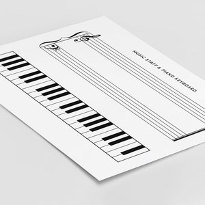 Music Staff and Piano Keyboard Practice Sheet, Piano Practice Printable ...