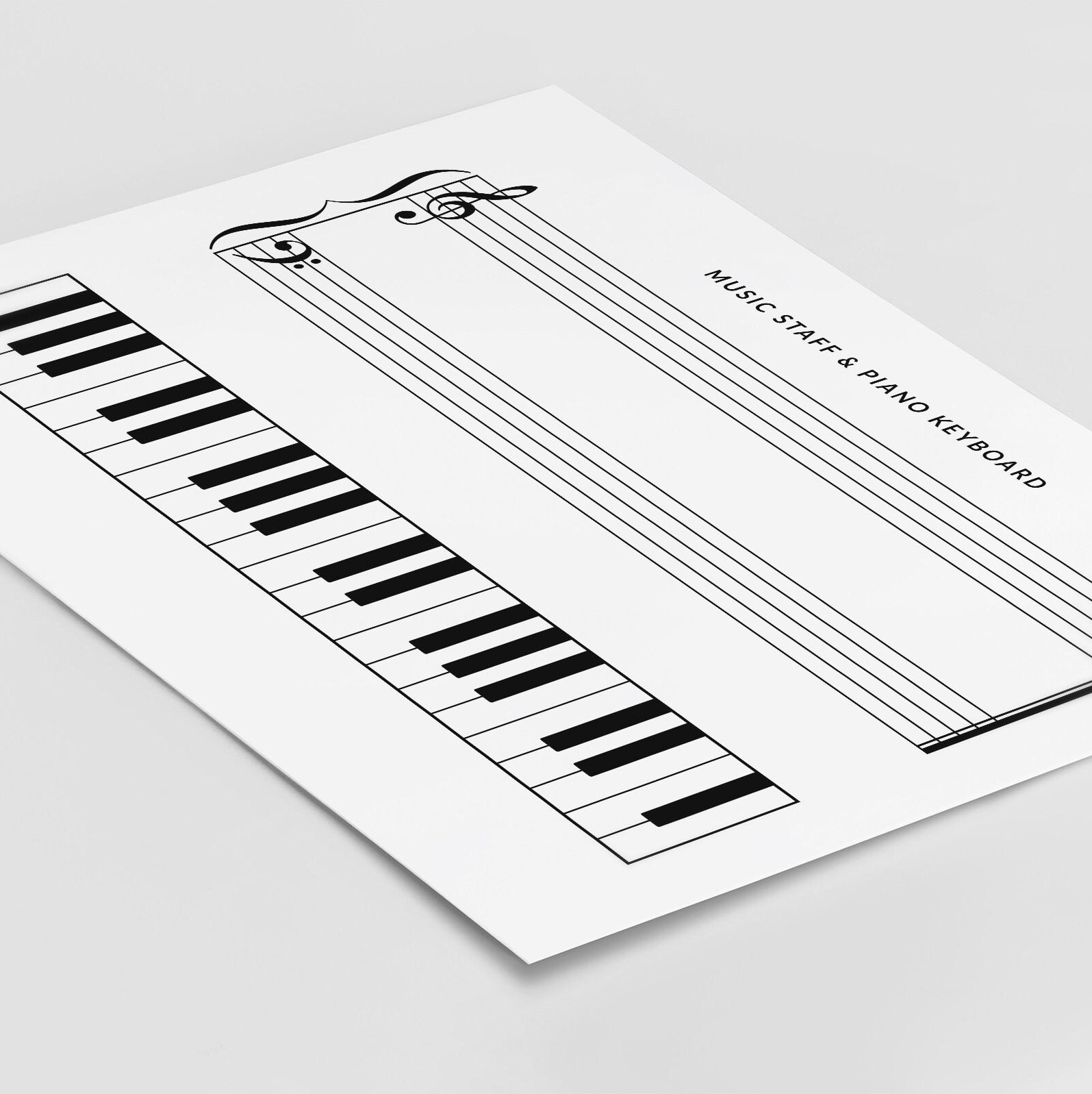 Printable Piano Practice Sheet: Blank Grand Staff With Keyboard, Treble ...