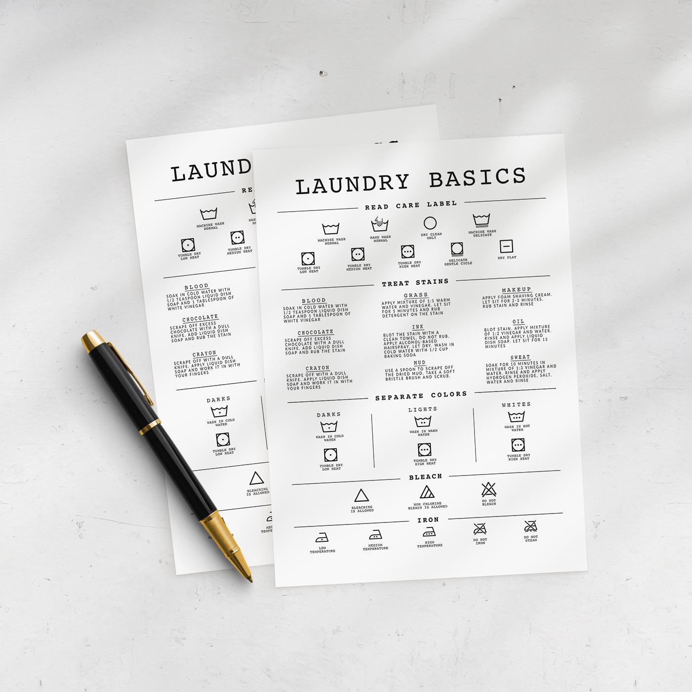 Laundry Basics Cheat Sheet Laundry Symbols Guide Stain Treatment 4797