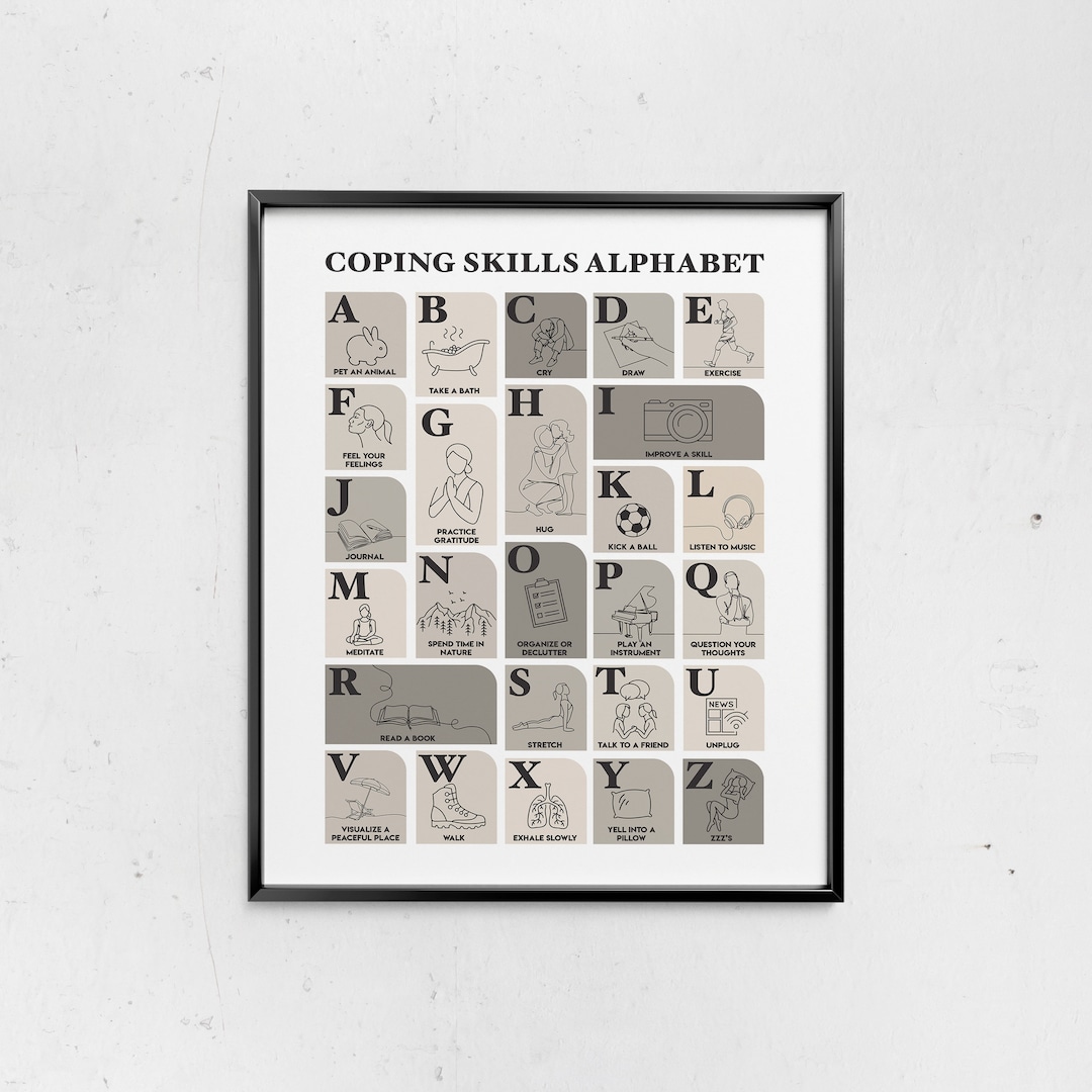 Neutral Coping Skills Alphabet Poster, A-Z Coping Techniques and ...