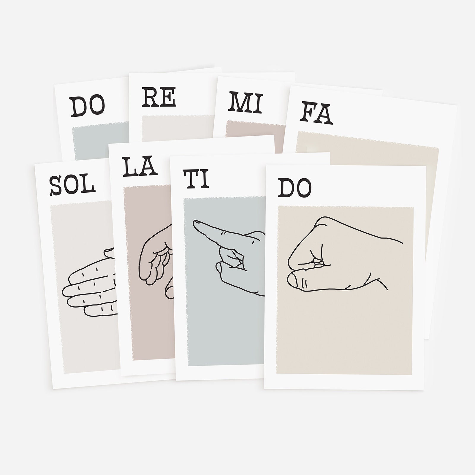 Printable Solfège Hand Signs Poster Set: 8 Colorful Music Theory Charts ...
