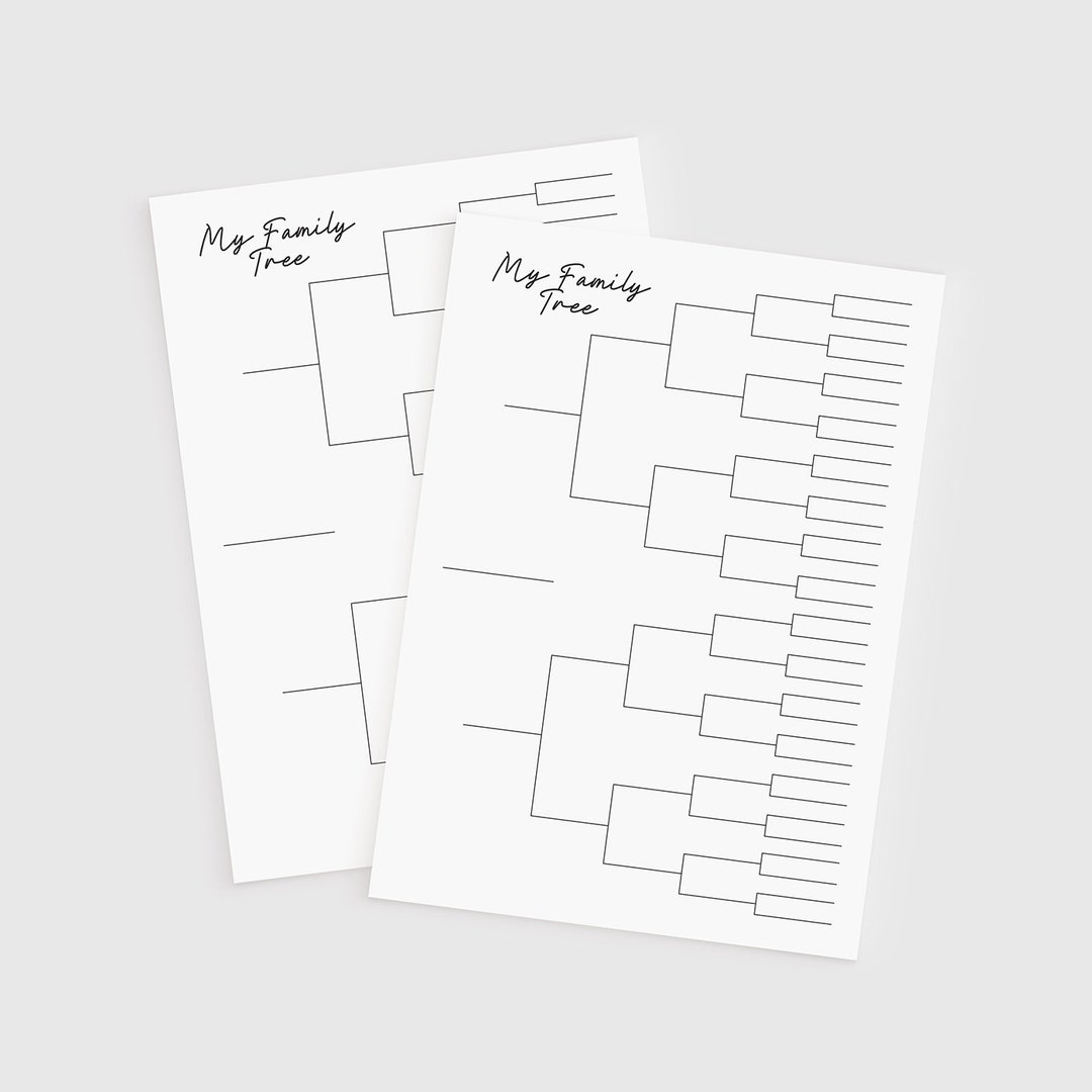 Blank Family Tree Chart, Vertical Genealogy Chart, Size: US Letter and ...