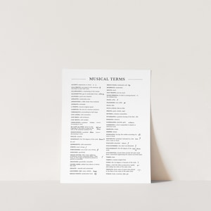 Music Theory Terms and Definitions Poster: Printable Music Glossary ...