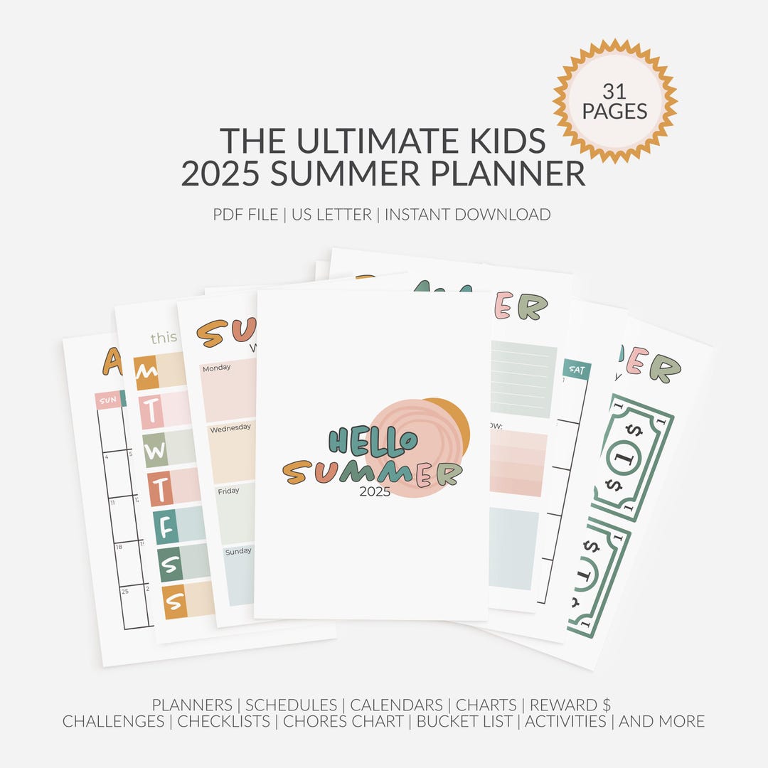 Ultimate Kids Summer Planner 2025, Summer Activities, Calendars, Chore ...
