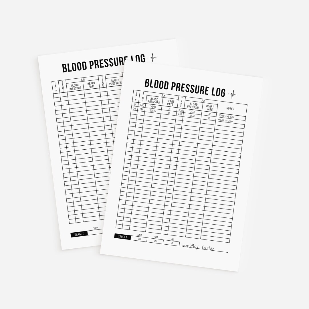 Daily Blood Pressure Chart Printable Blood Pressure Tracker Blood
