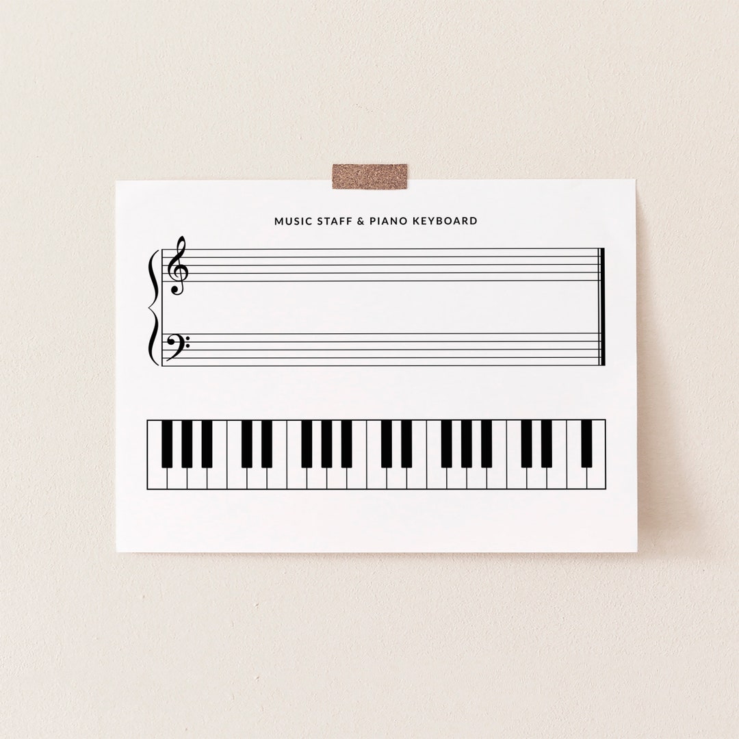 Music Staff and Piano Keyboard Practice Sheet, Piano Practice Printable ...