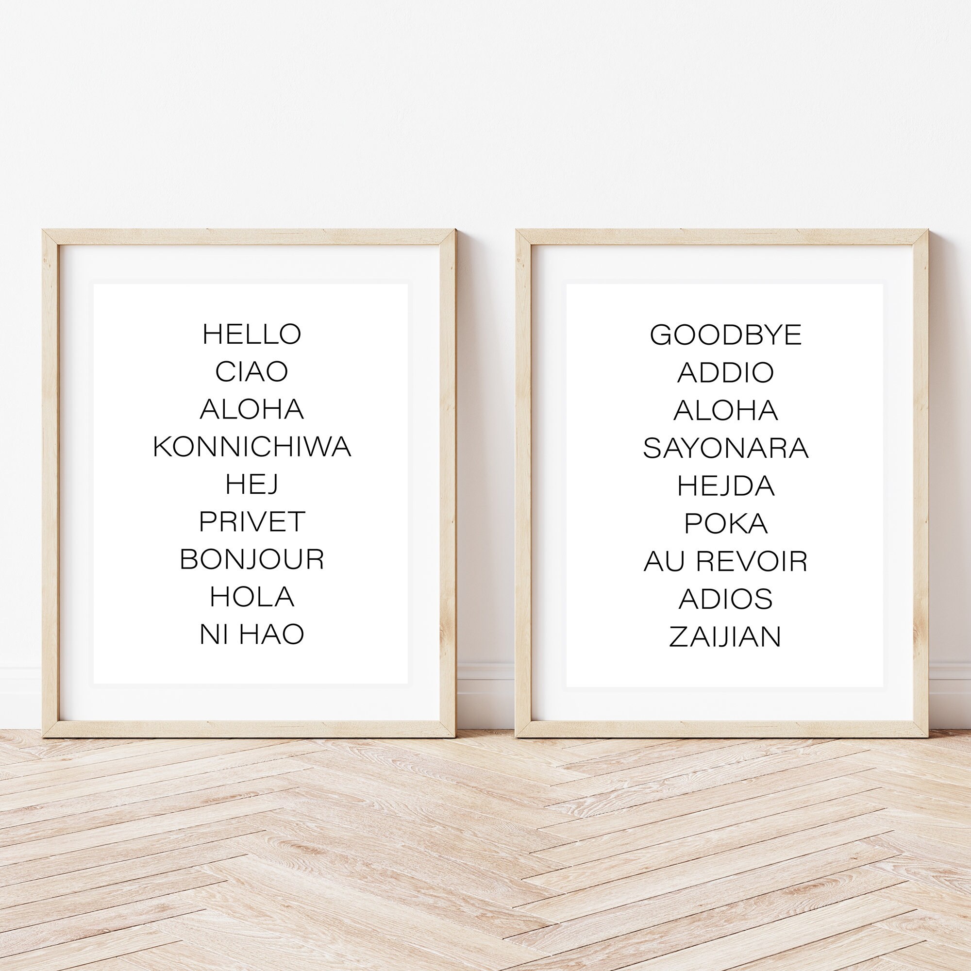 Set of 2 Hello and Goodbye in Different Languages Hello | Etsy
