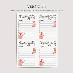 Cute Printable Christmas Wish List Template, 2 Versions Included ...