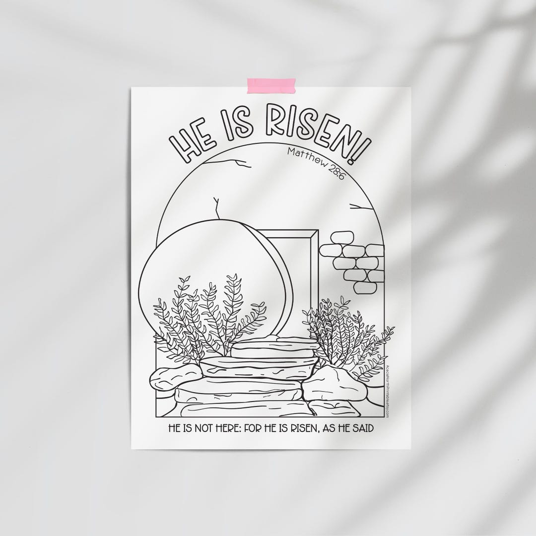 He is Risen Easter Coloring Page: Empty Tomb Printable (digital ...