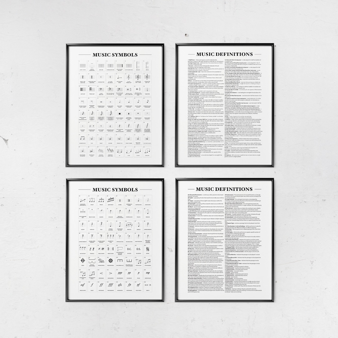 128 Music Symbols & Definitions Poster Set: Music Theory Art (digital ...