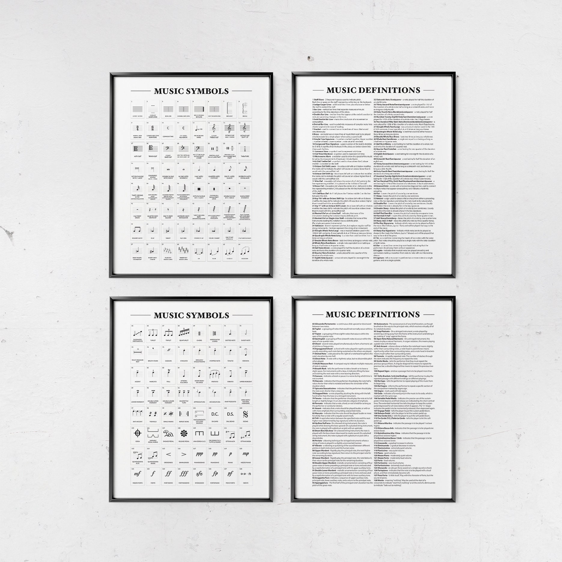 128 Music Symbols & Definitions Poster Set: Music Theory Art (digital ...