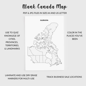 Blank Canada Map Printable Canada Sales Map Fill in Canada - Etsy