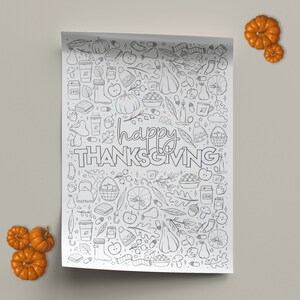 Huge Thanksgiving Coloring Poster, Kids Thanksgiving Activity, Big Fall ...
