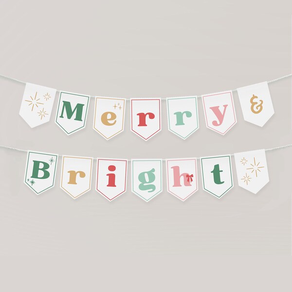 Merry and Bright Banner - Etsy
