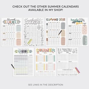 Large 2025 Summer Calendar, Big Summer Planner Poster, Bucket List ...