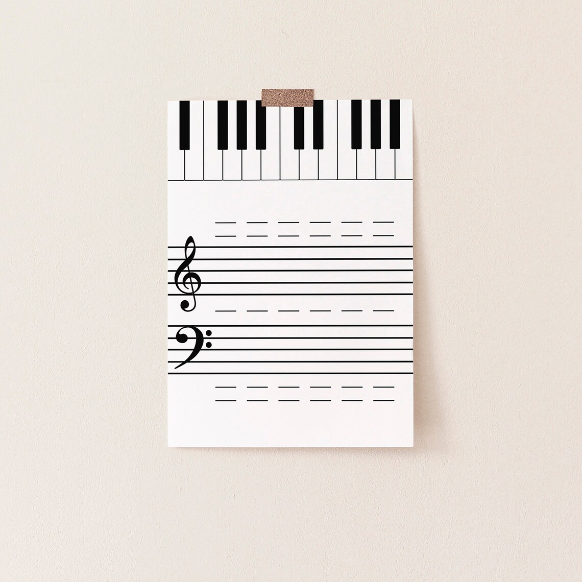 Piano Keyboard and Music Staff Printable Practice Sheet (PDF & JPG) - Etsy