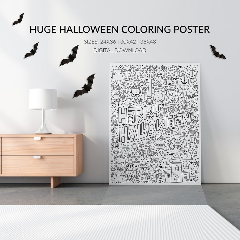 Huge Halloween Doodles Coloring Poster: Giant Coloring Sheet, Kids ...