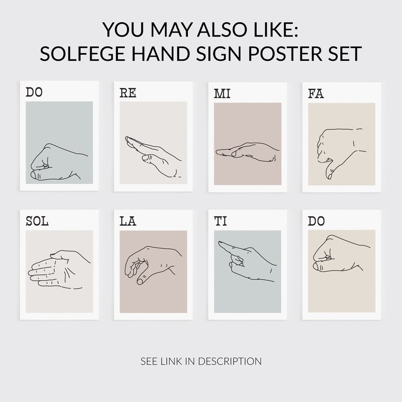 Printable Solfège Hand Signs Poster: Piano Theory Music Chart, Music ...