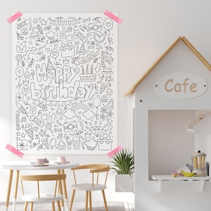 Huge Birthday Coloring Poster, Big Happy Birthday Coloring Sheet, Kids ...