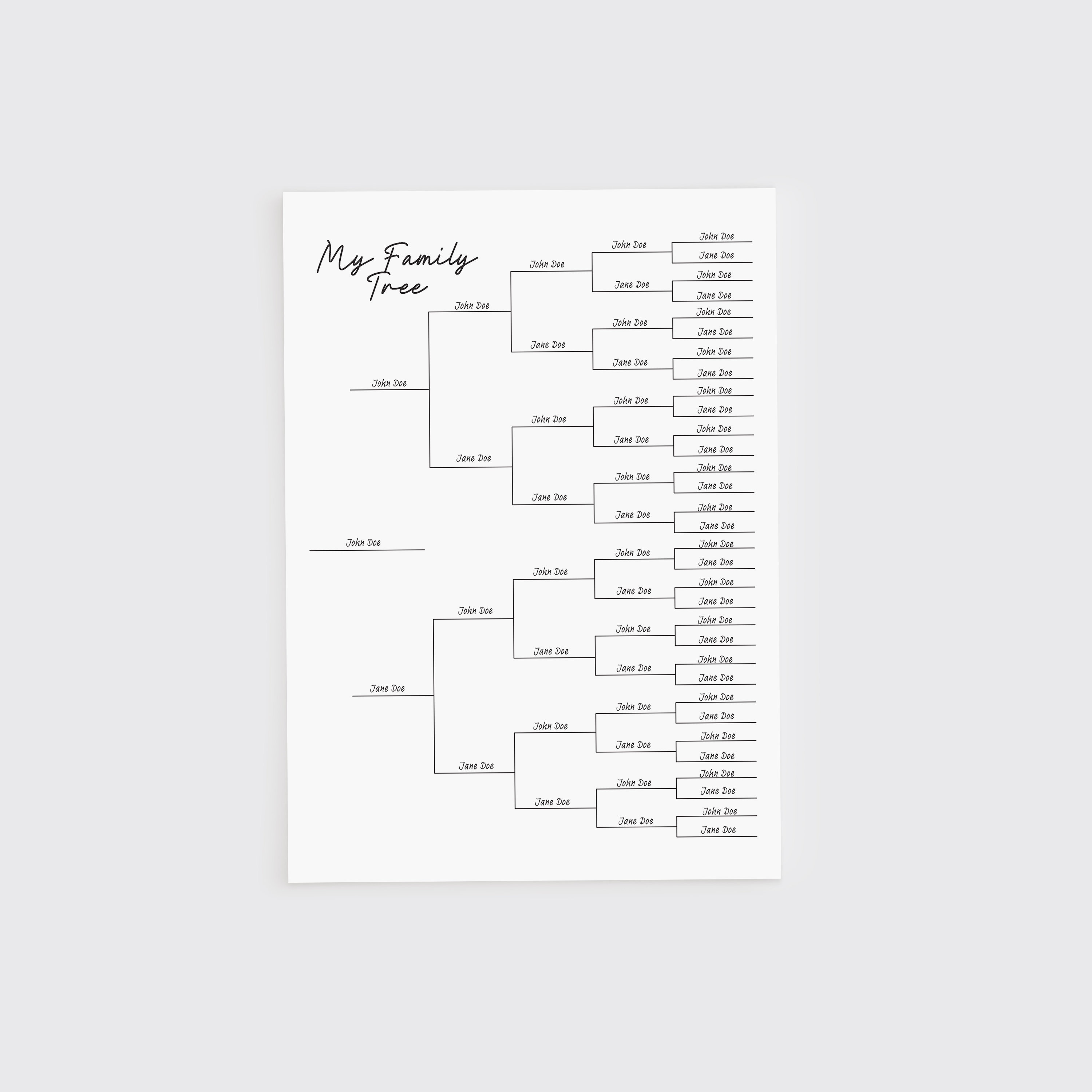 Blank Family Tree Chart Vertical Genealogy Chart Size: US - Etsy UK