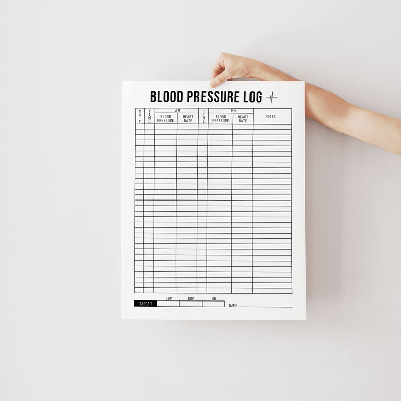 Daily Blood Pressure Chart Printable Blood Pressure Tracker - Etsy