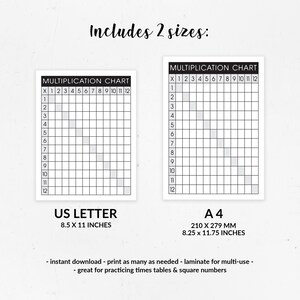 Blank Multiplication Chart, Empty Times Table Worksheet, 12x12 Times ...