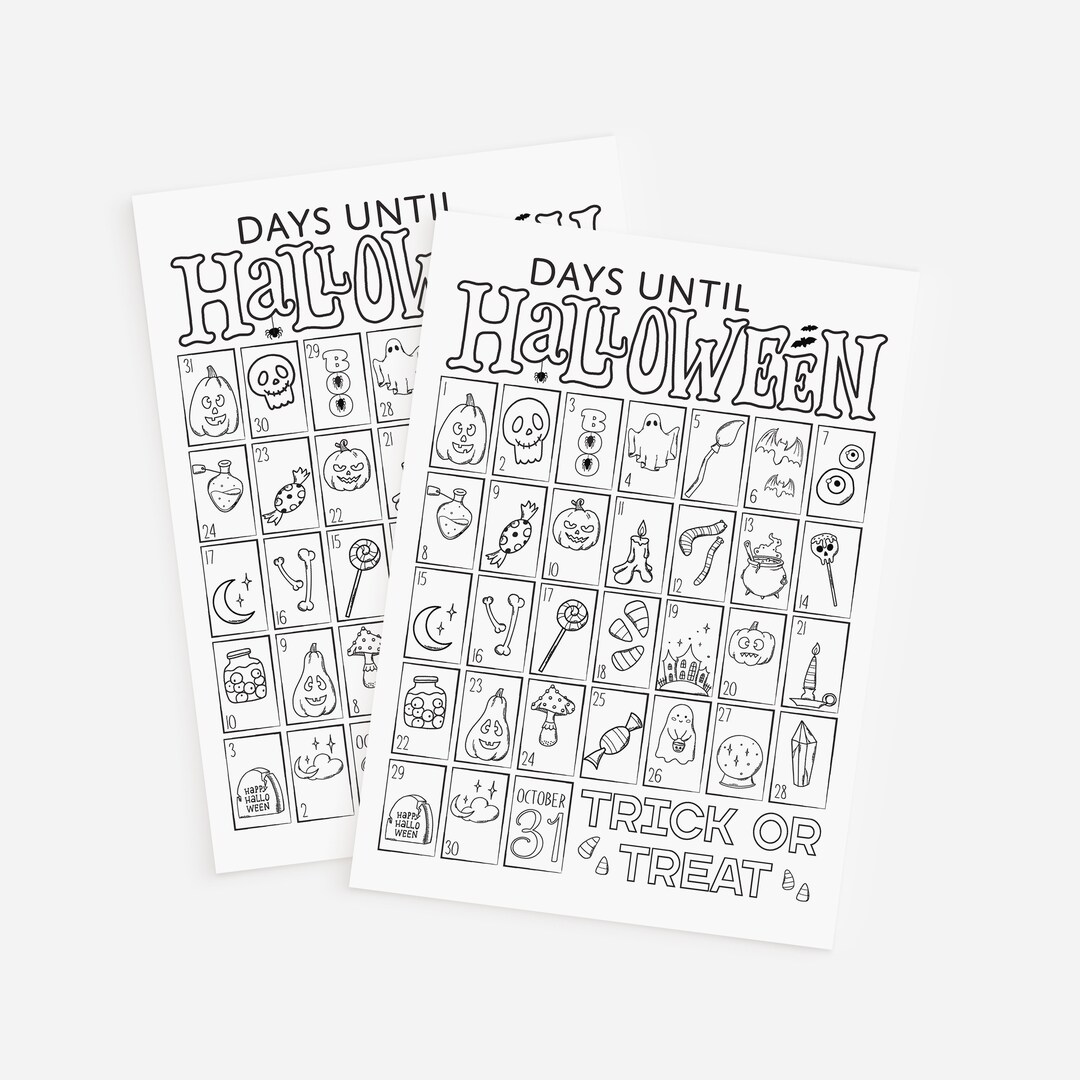 Printable Halloween Coloring Countdown: Halloween Doodle Advent ...
