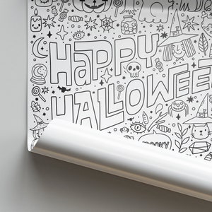 Huge Halloween Doodles Coloring Poster: Kids Party Activity (digital ...