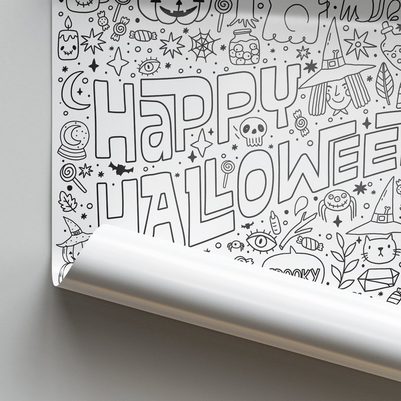 Huge Halloween Doodles Coloring Poster: Giant Coloring Sheet, Kids ...