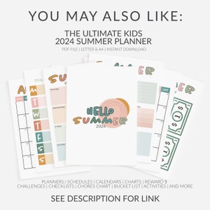 Large 2024 Summer Calendar Poster With Bucket List Checkoff for Each ...