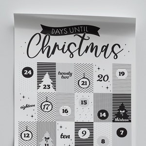 Huge Printable Christmas Countdown Poster Big Black and White - Etsy