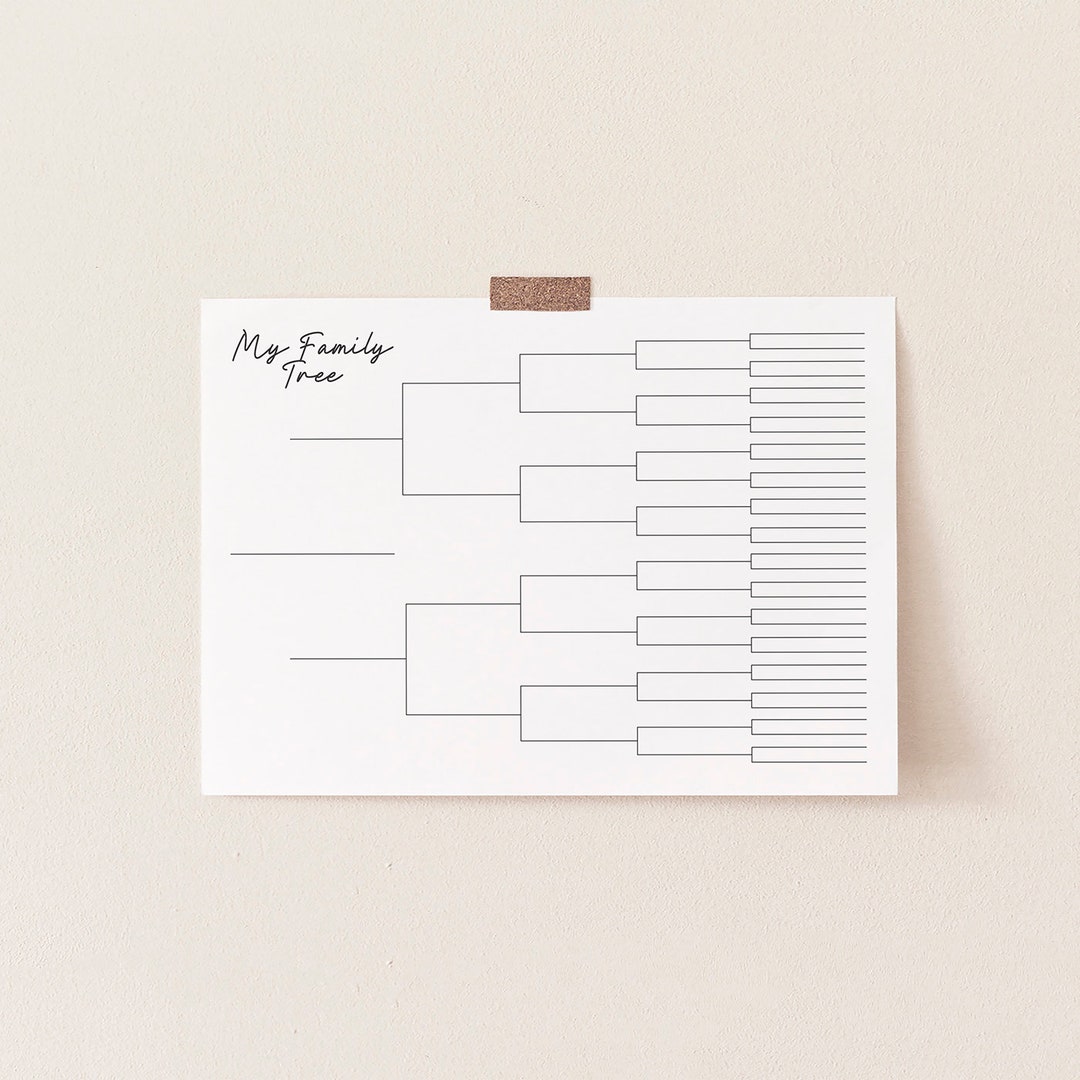 Blank Genealogy Chart, Horizontal Family History Template, Family Tree ...