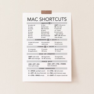 Mac Shortcut Reference Chart Keyboard Cheat Sheet for Mac OS - Etsy