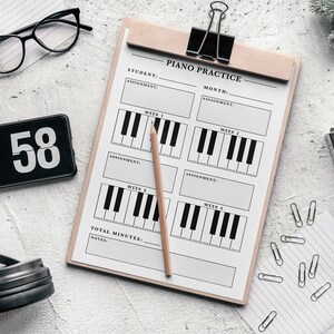 Piano Practice Chart, Printable Piano Practice Log, Piano Teacher ...