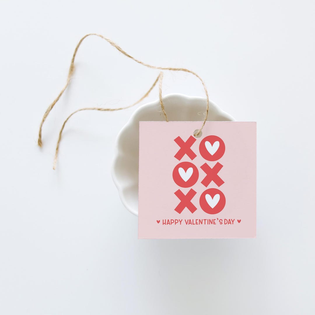 Printable XOXO Valentine’s Day Gift Tags, Printable PDF, 3x3 In ...