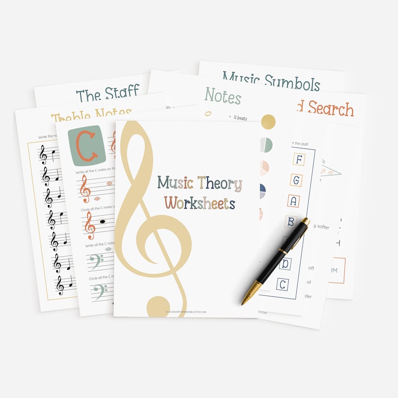 Beginner Music Theory Worksheets: 25-page Practice Sheets (digital ...