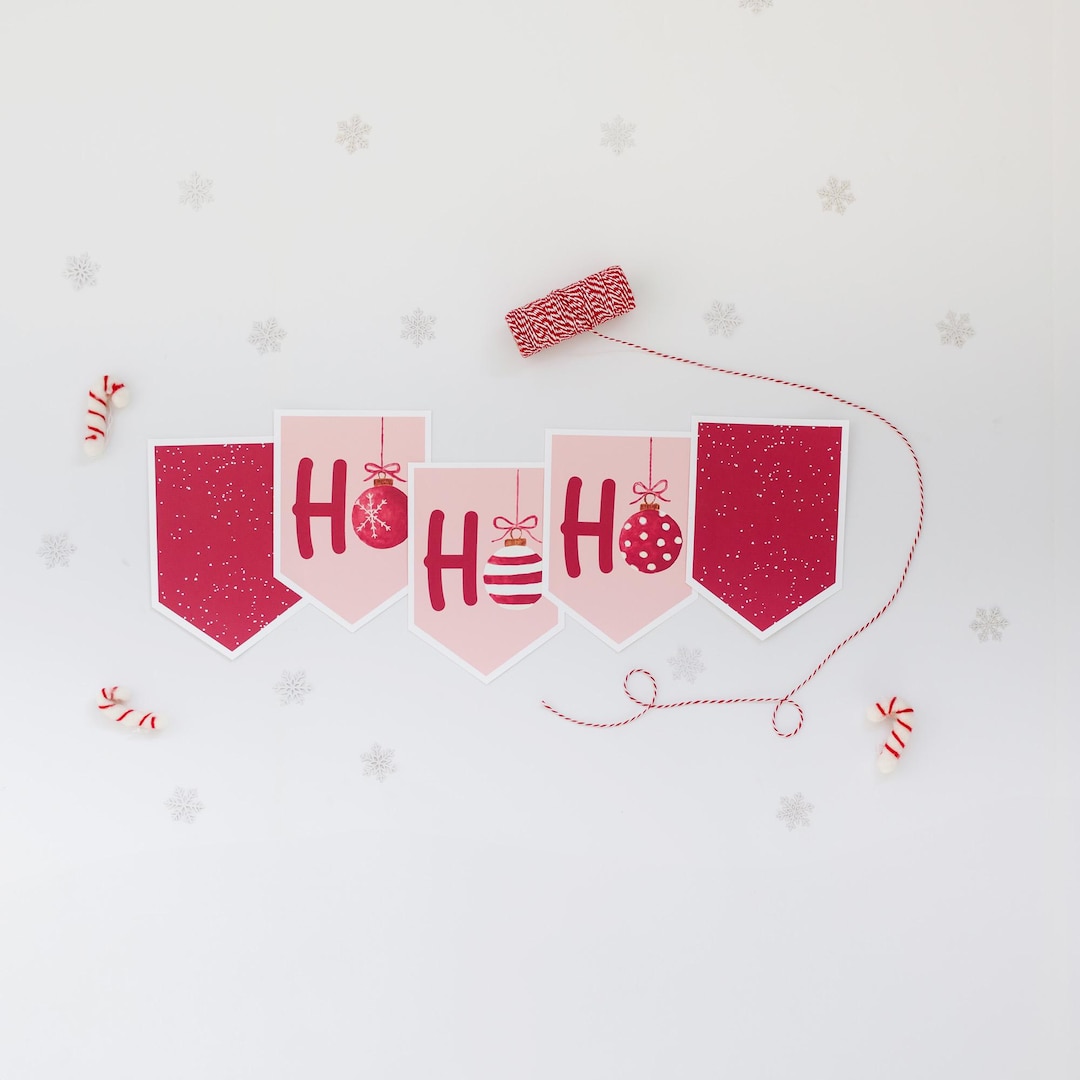 Printable Ho Ho Ho Christmas Banner, Colorful Holiday Decoration, DIY ...