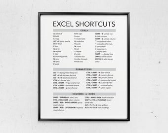 Excel Hot Keys - Etsy