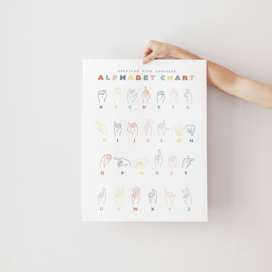 Colorful ASL Alphabet Poster American Sign Language - Etsy