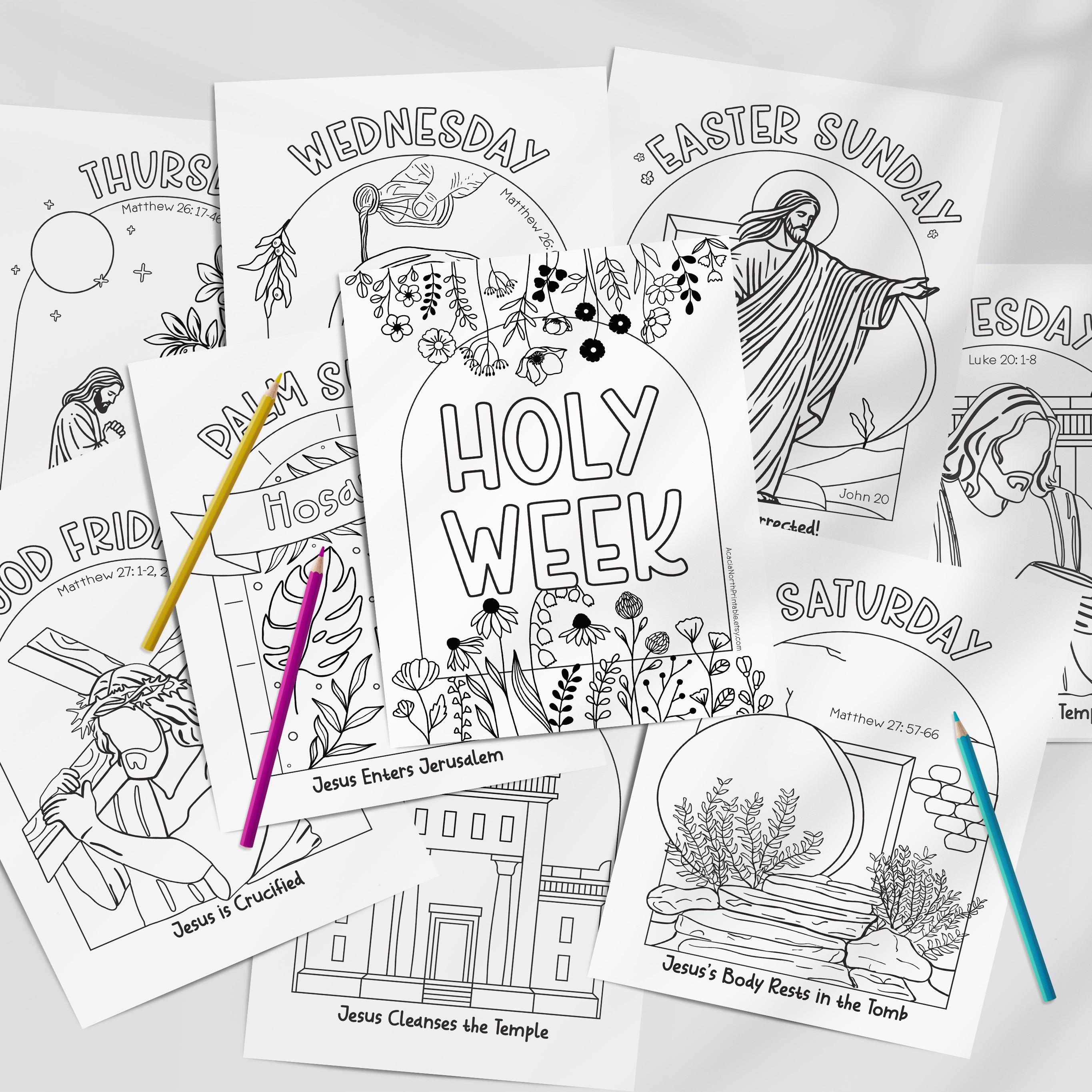 Printable Holy Week Coloring Pages: Easter Countdown Coloring Sheets ...